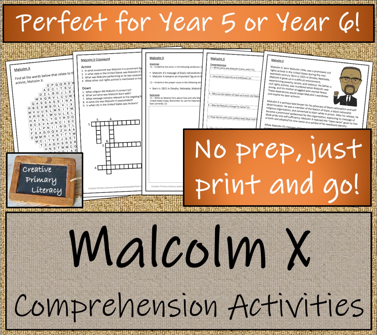 Year 5 or Year 6 Malcolm X Reading Comprehension Activity | Teaching ...