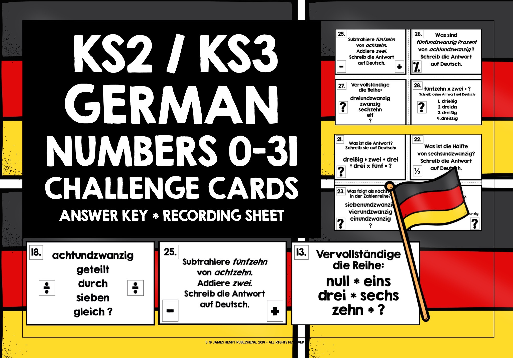 GERMAN NUMBERS 0-31 CHALLENGE CARDS | Teaching Resources
