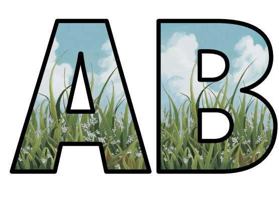 Grass Sky Field Nature Lettering Set Display Title Letters Numbers ...