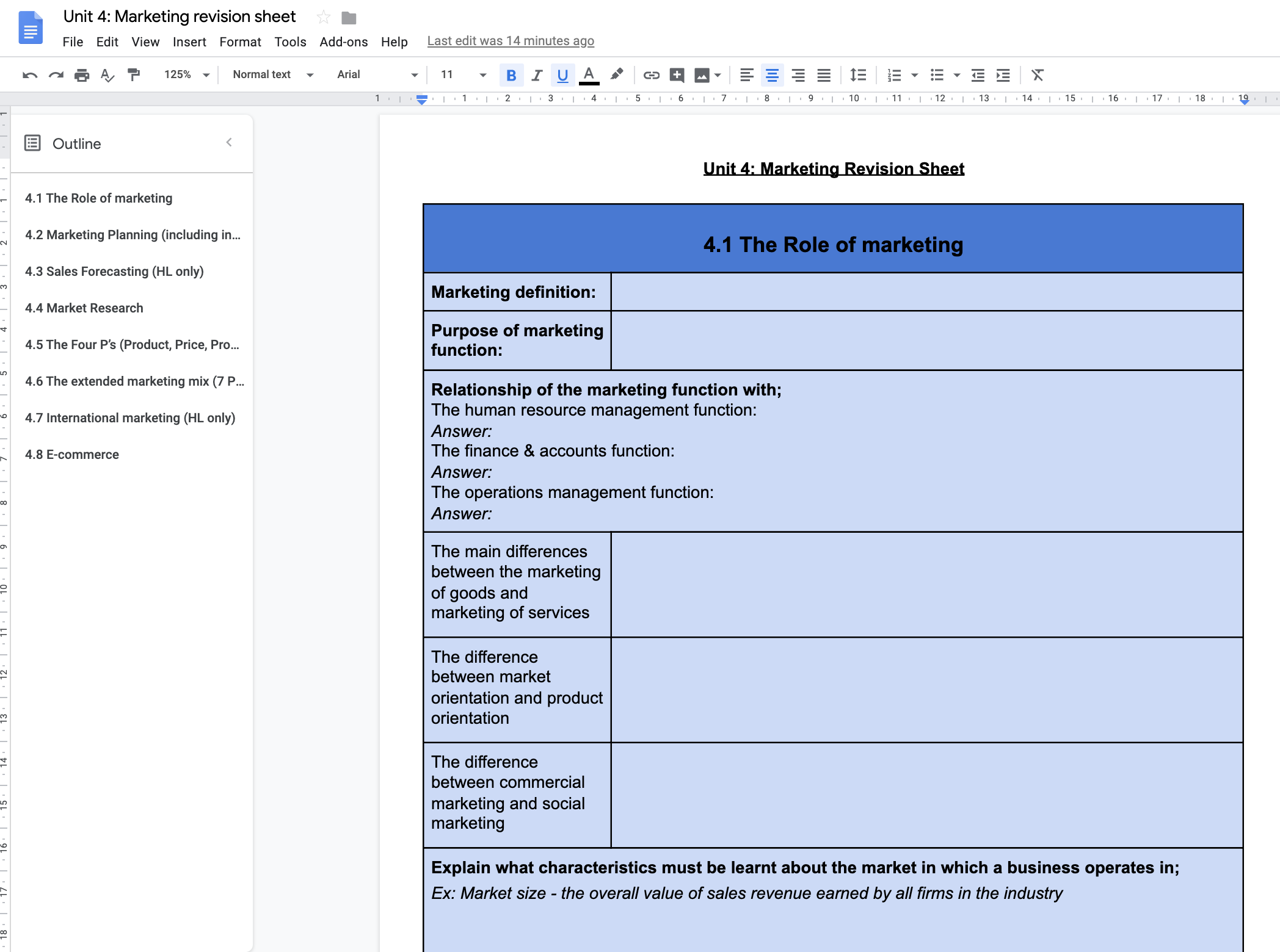 IBDP Business Management: Unit 4 Marketing Revision Workbook | Teaching ...