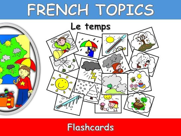 FRENCH TOPICS: LE TEMPS-WEATHER-FLASHCARDS | Teaching Resources