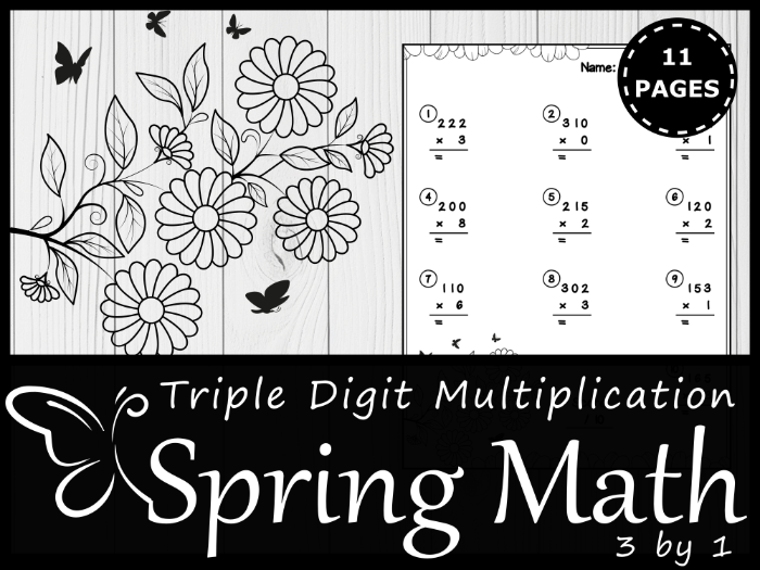 Spring-Themed 3-Digit by 1-Digit Multiplication Worksheets | KS2 Maths ...
