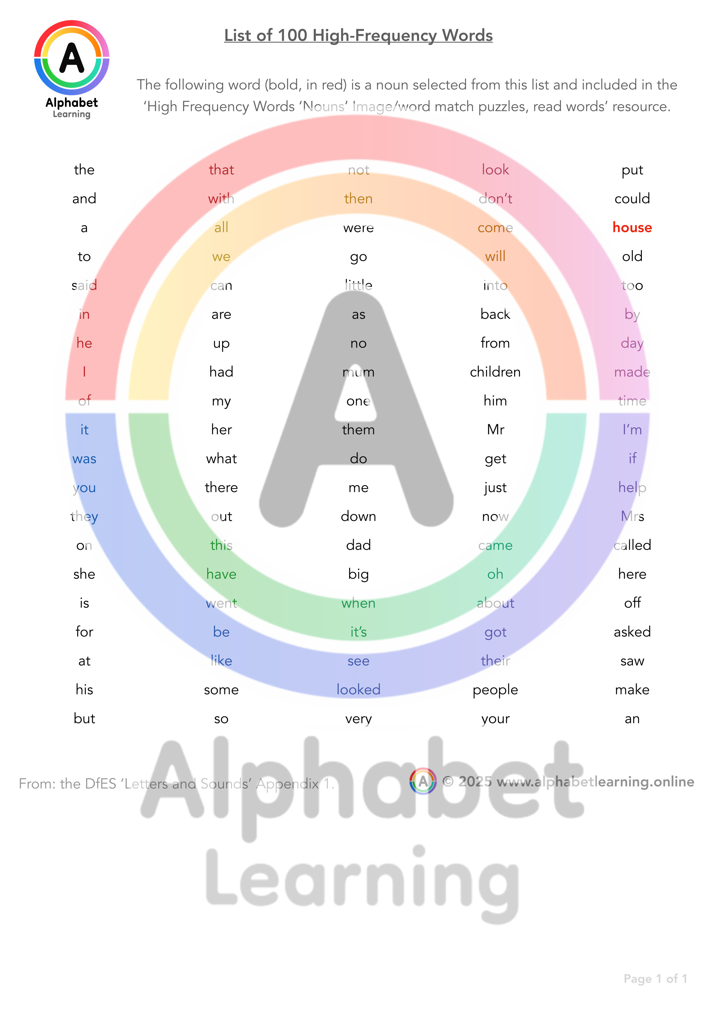 High frequency words Read/match - Nouns (Sound out words) | Teaching ...