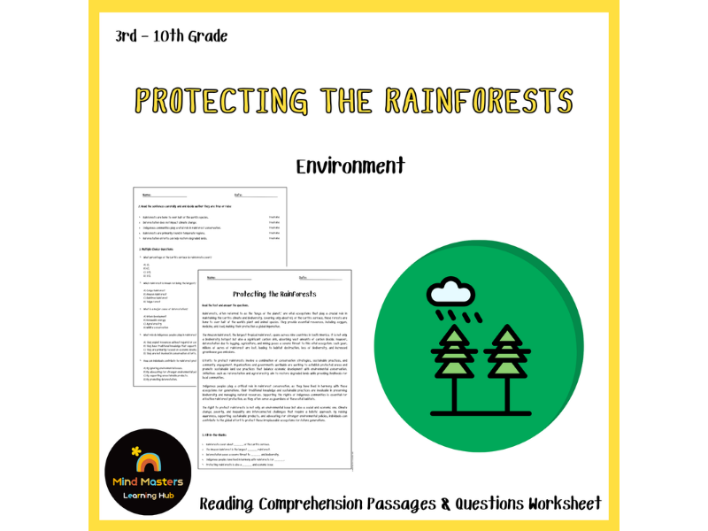 Protecting the Rainforests Reading Comprehension Passages & Questions ...