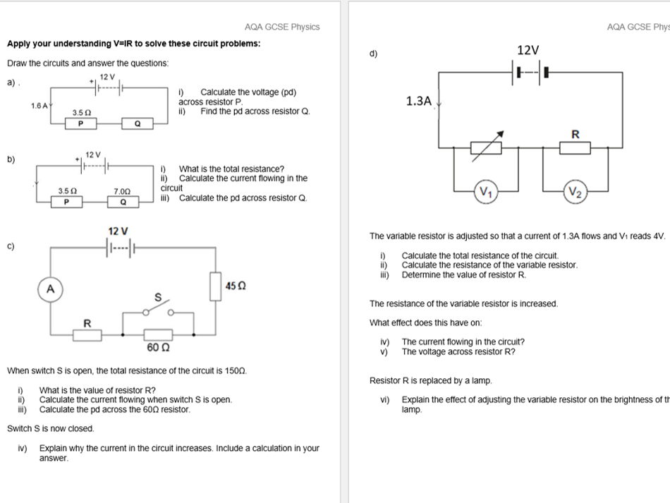 Applying V IR In Series Circuits Teaching Resources Applying V IR In Series Circuits Teaching Resources