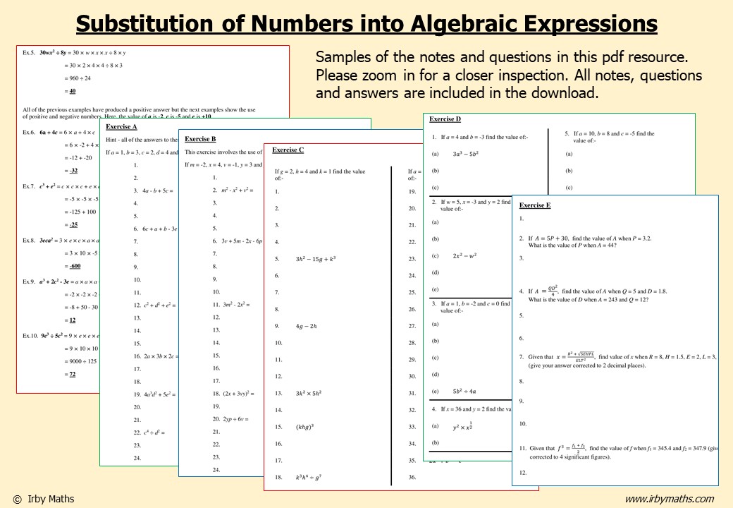 Algebraic Expressions With Substitutions