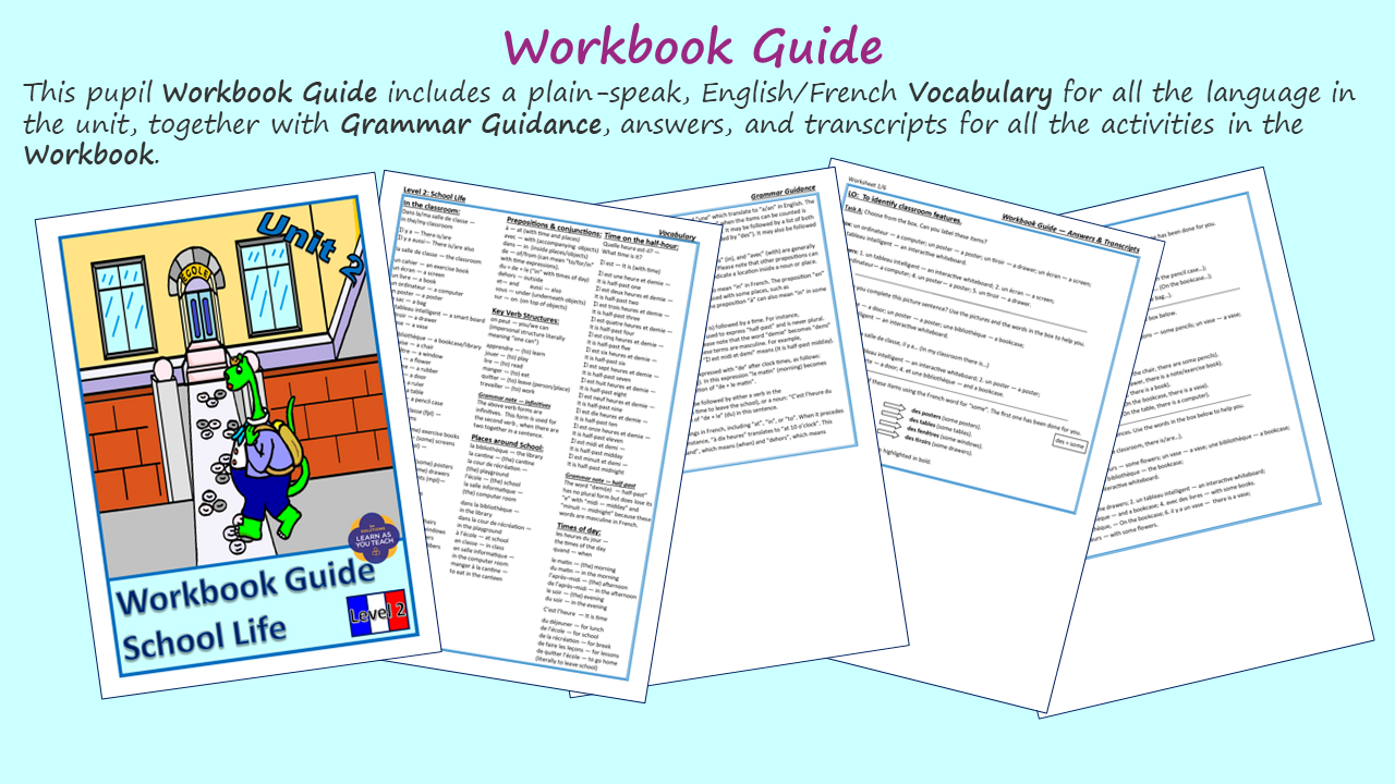 KS2 FRENCH: YEAR 4 WORKBOOK - SCHOOL LIFE | Teaching Resources