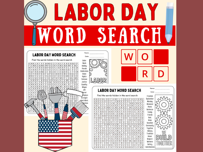 Labor Day Word Search Puzzle Activity | September Vocabulary Workers ...
