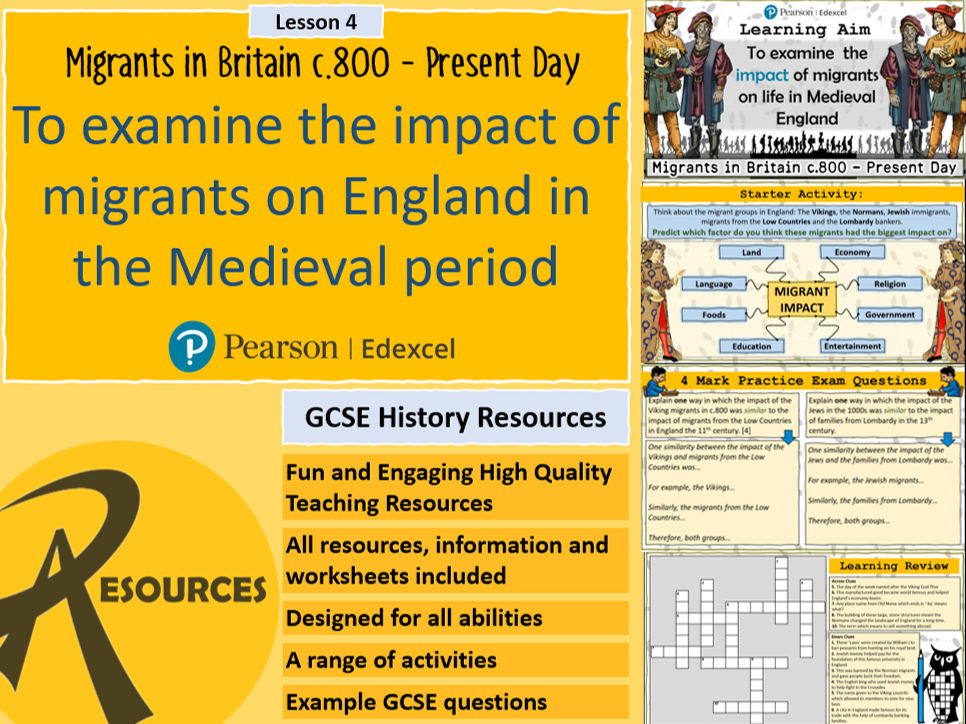 GCSE HISTORY Edexcel: Migrants in Britain Unit 1 (Medieval England ...
