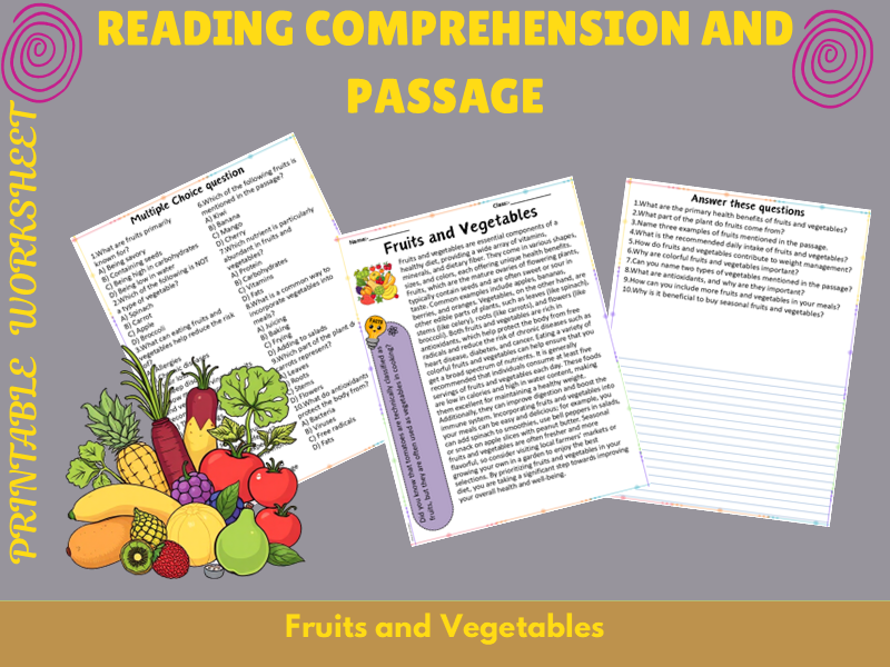 Exploring Fruits and Vegetables: Engaging Reading Passage with ...