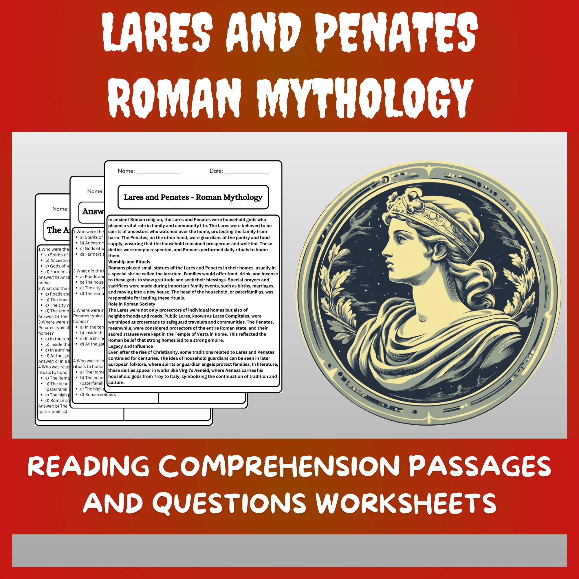 Lares and Penates - Roman Mythology Reading Comprehension Passages ...