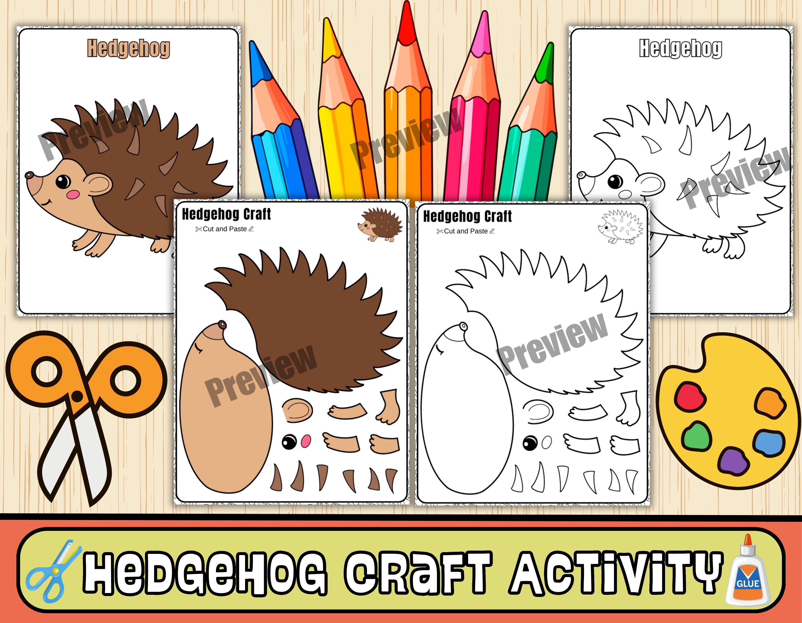 Hedgehog Craft Activity-Fall Bulletin Board Theme Craft Activity-Cut ...