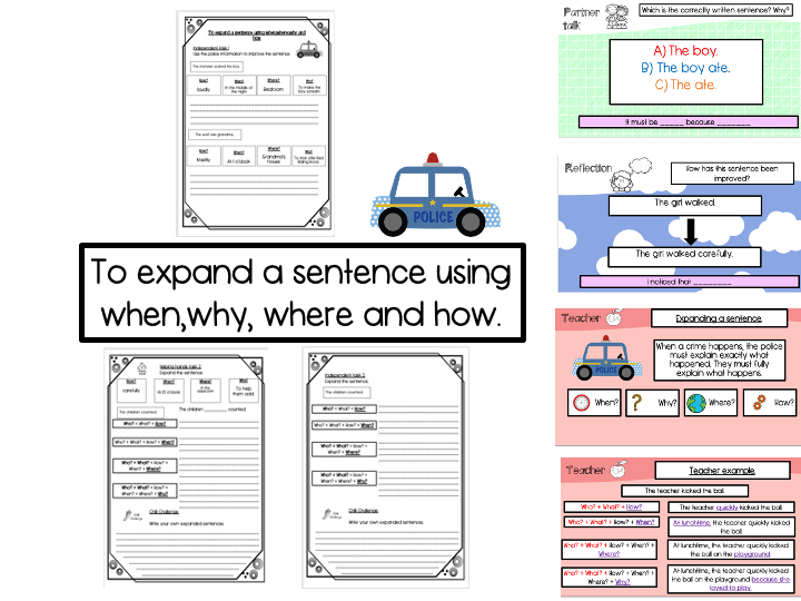 To expand a sentence using how, when,where and why. | Teaching Resources