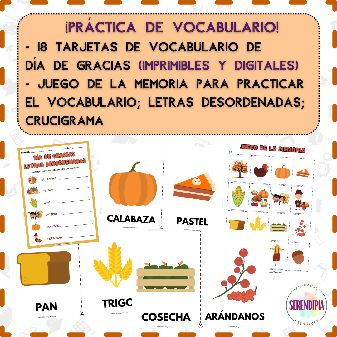 SPANISH Thanksgiving Printable Activities Kids | Thanksgiving Spanish ...