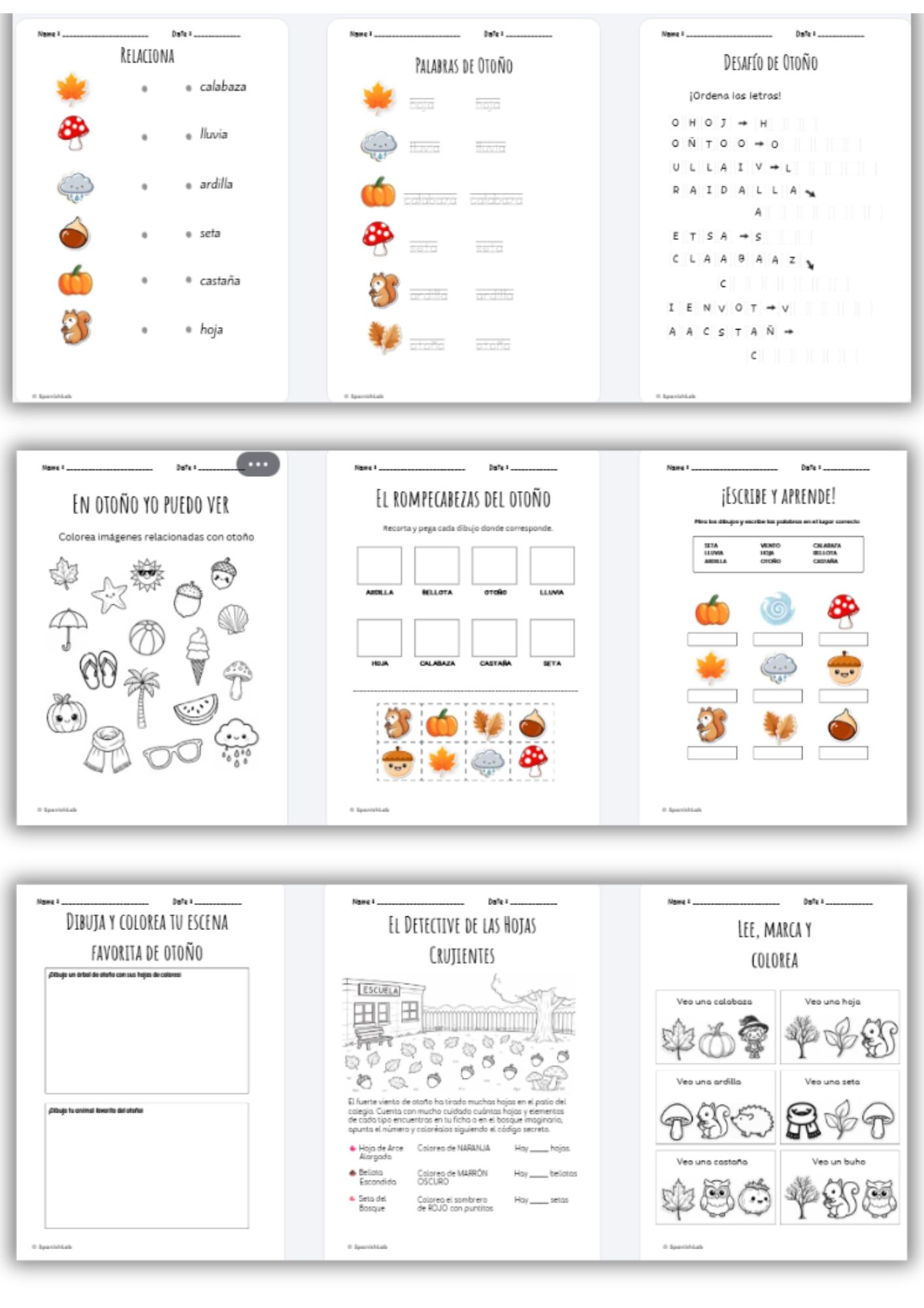 Spanish Autumn Activities | El Cuaderno de Otoño | KS1-KS2 Worksheets ...