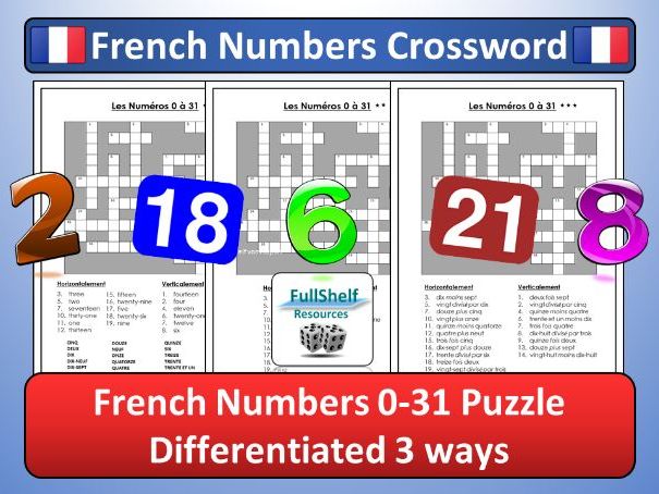 French Numbers Crossword by FullShelf - Teaching Resources - Tes