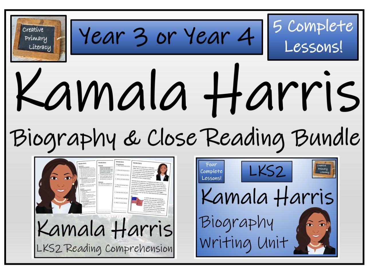 LKS2 - Kamala Harris Reading Comprehension & Biography Bundle ...