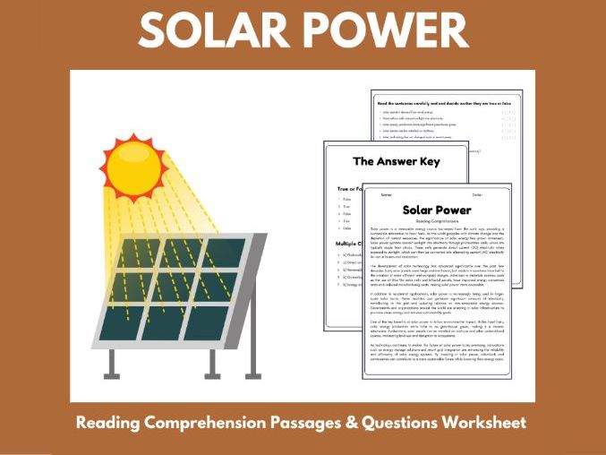 Solar Power: Reading Comprehension Passages & Questions Worksheets ...