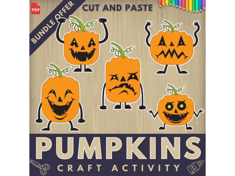 Pumpkins Craft Activity Bundle | Halloween Jack-o’-Lanterns | Color ...