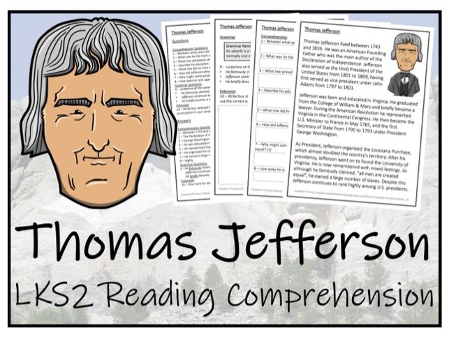 LKS2 Thomas Jefferson Reading Comprehension Activity | Teaching Resources