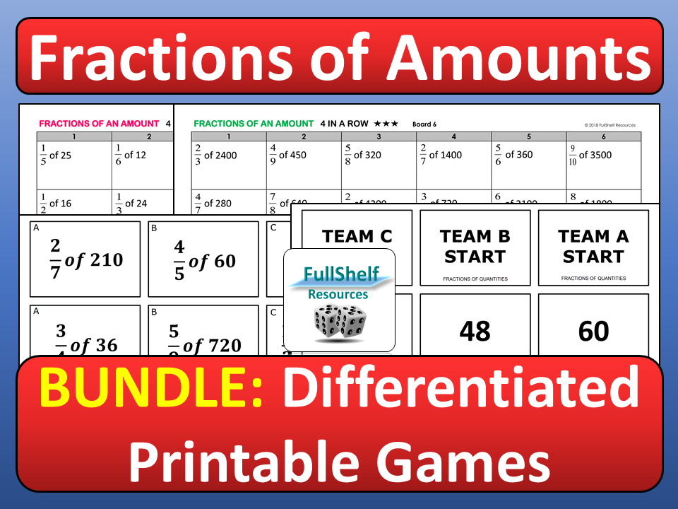 Fractions Of Amounts Games BUNDLE Teaching Resources