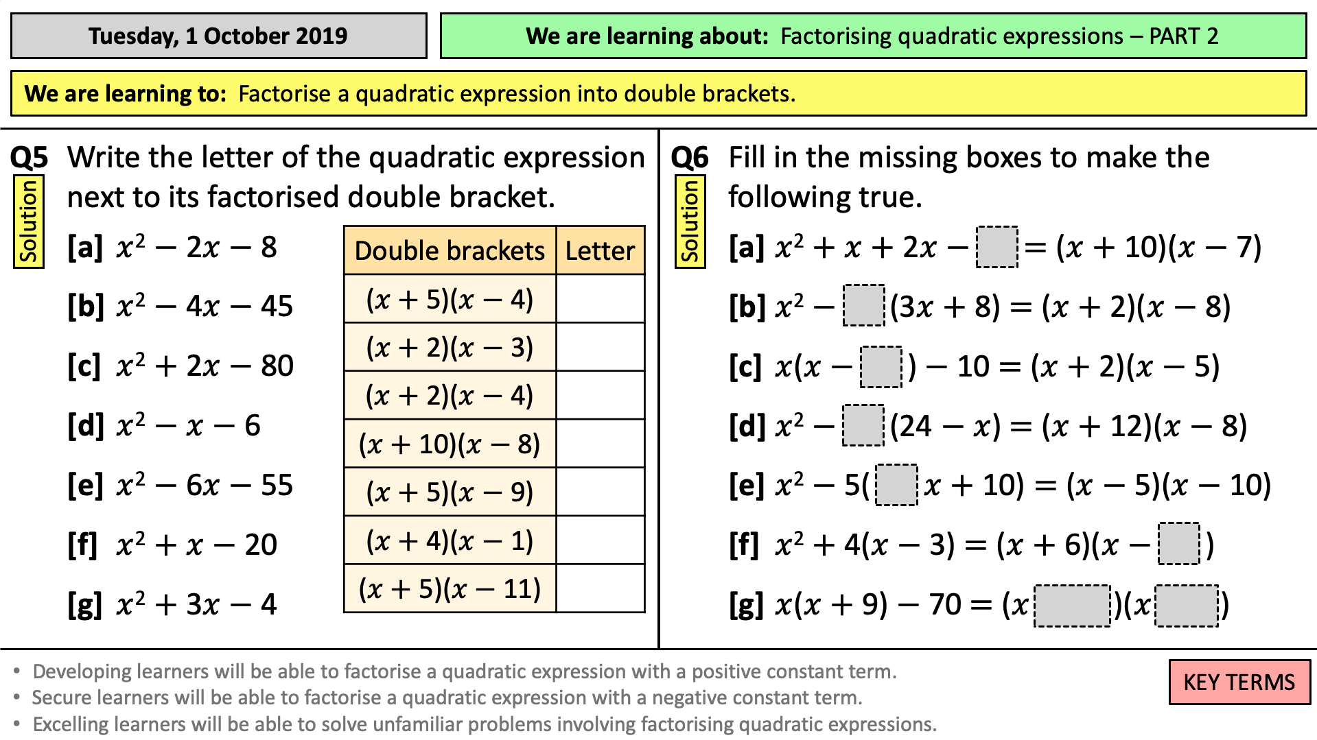 Expanding And Factorising COLLECTION Bundle Teaching Resources