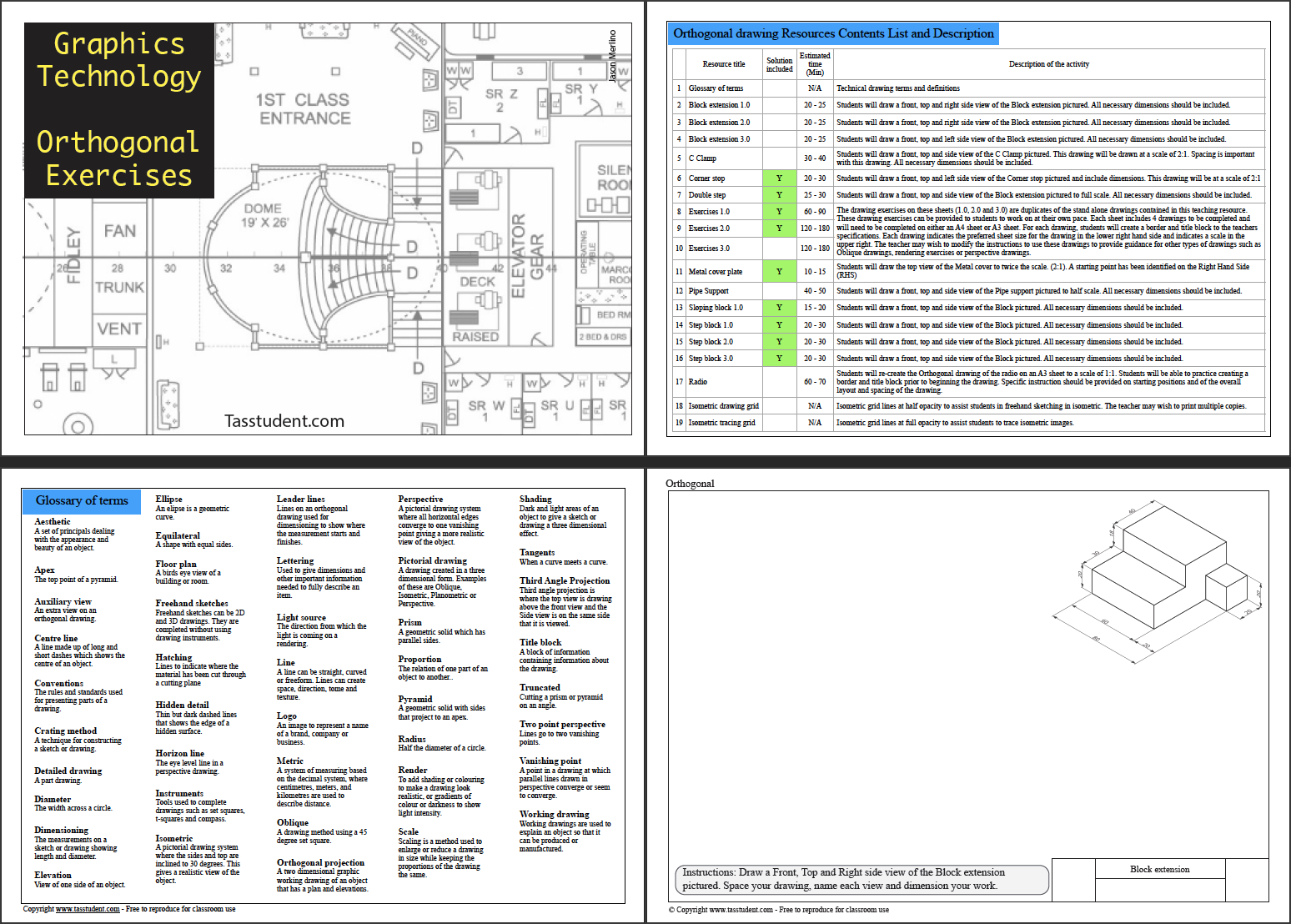 Technical Drawing and Graphics - Set 1 "Orthogonal Drawing" | Teaching ...