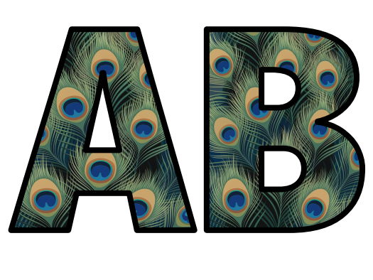 Peacock Bird Feathers Pretty Lettering Set Display Title Letters ...