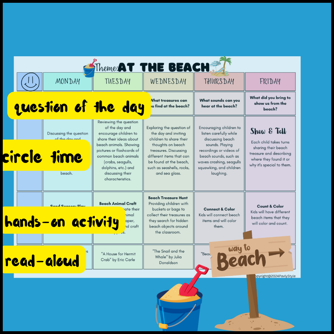 AT THE BEACH- Preschool Weekly Lesson Plan | Teaching Resources