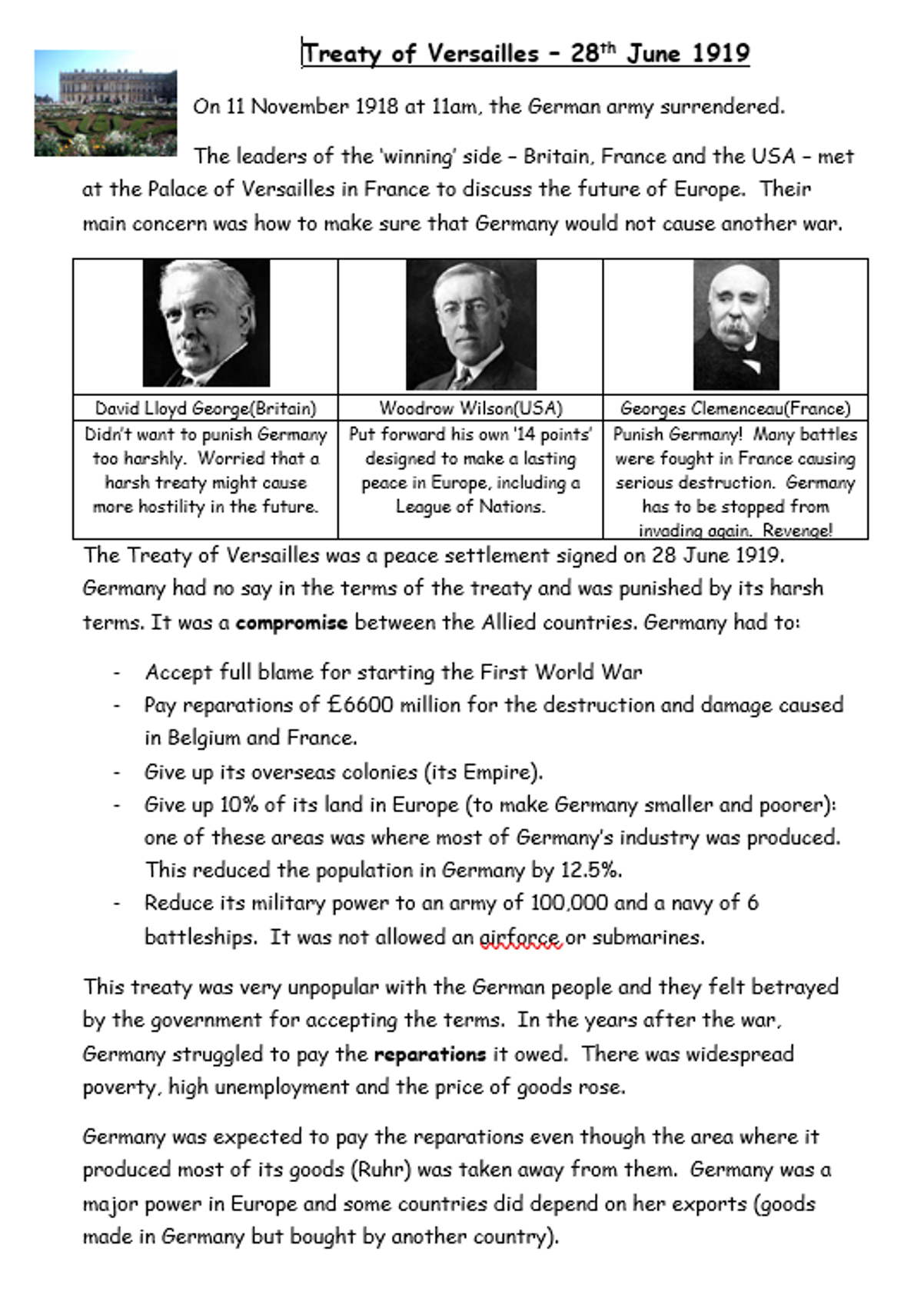Treaty of Versailles | Teaching Resources