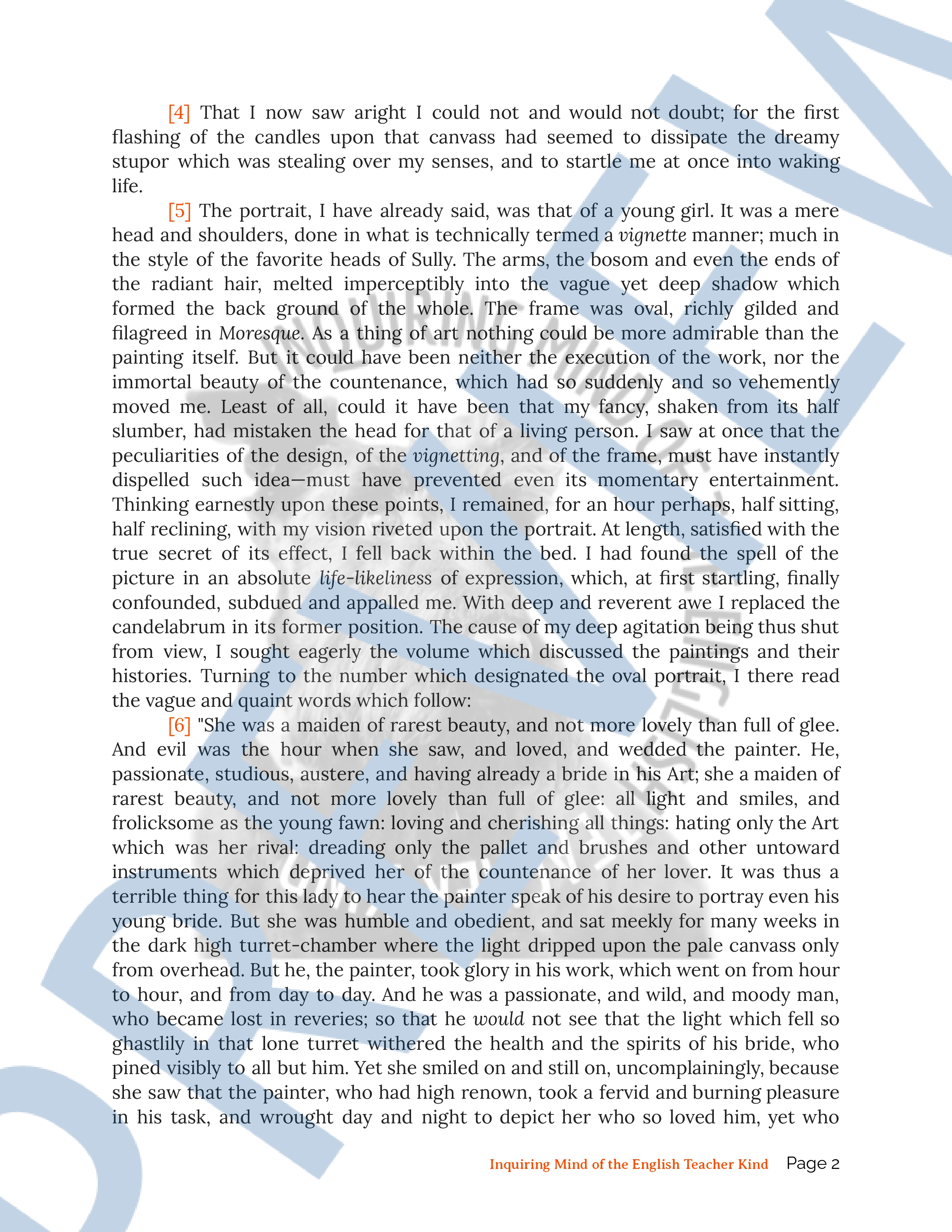 "The Oval Portrait" by Edgar Allan Poe | Elements of Gothic Fiction ...