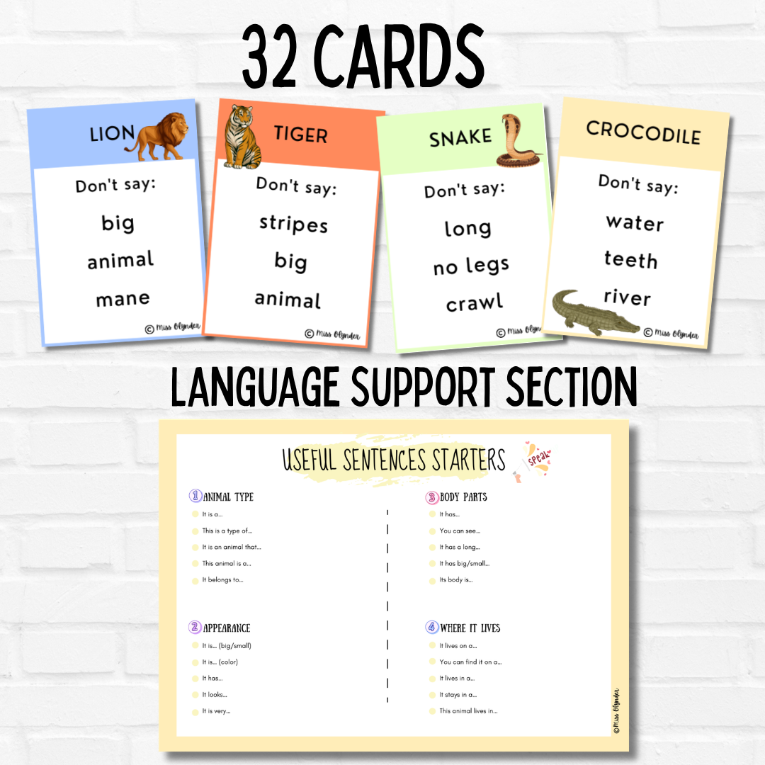 Wild Animals Taboo Game – ESL Speaking Activity | Vocabulary Game | No ...