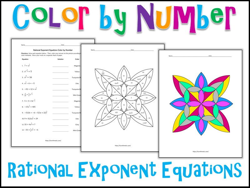 Rational Exponent Equations Color By Number Teaching Resources Rational Exponent Equations Color By Number Teaching Resources