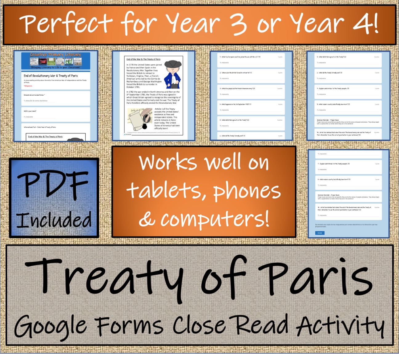LKS2 Treaty of Paris Reading Comprehension Activity | Digital & Print ...