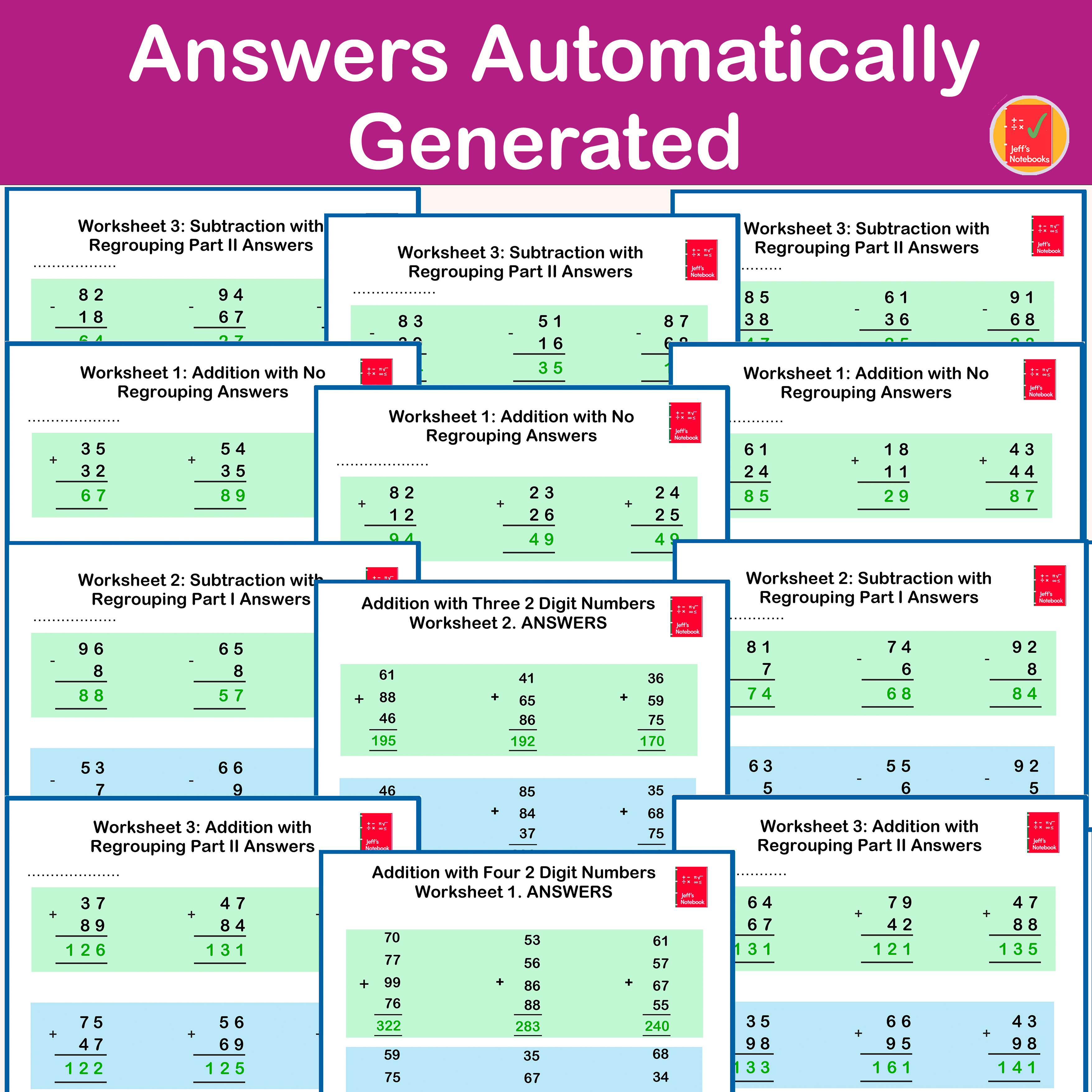 Add & subtract 2 digit numbers with & without regrouping | Teaching ...