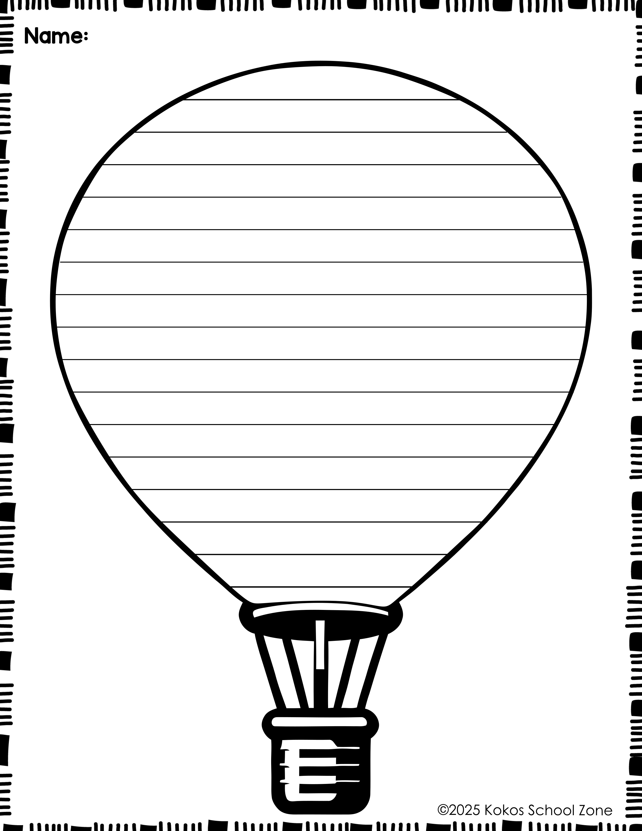 Hot Air Balloon Writing Paper Blank Lined and Dotted Handwriting Lines ...