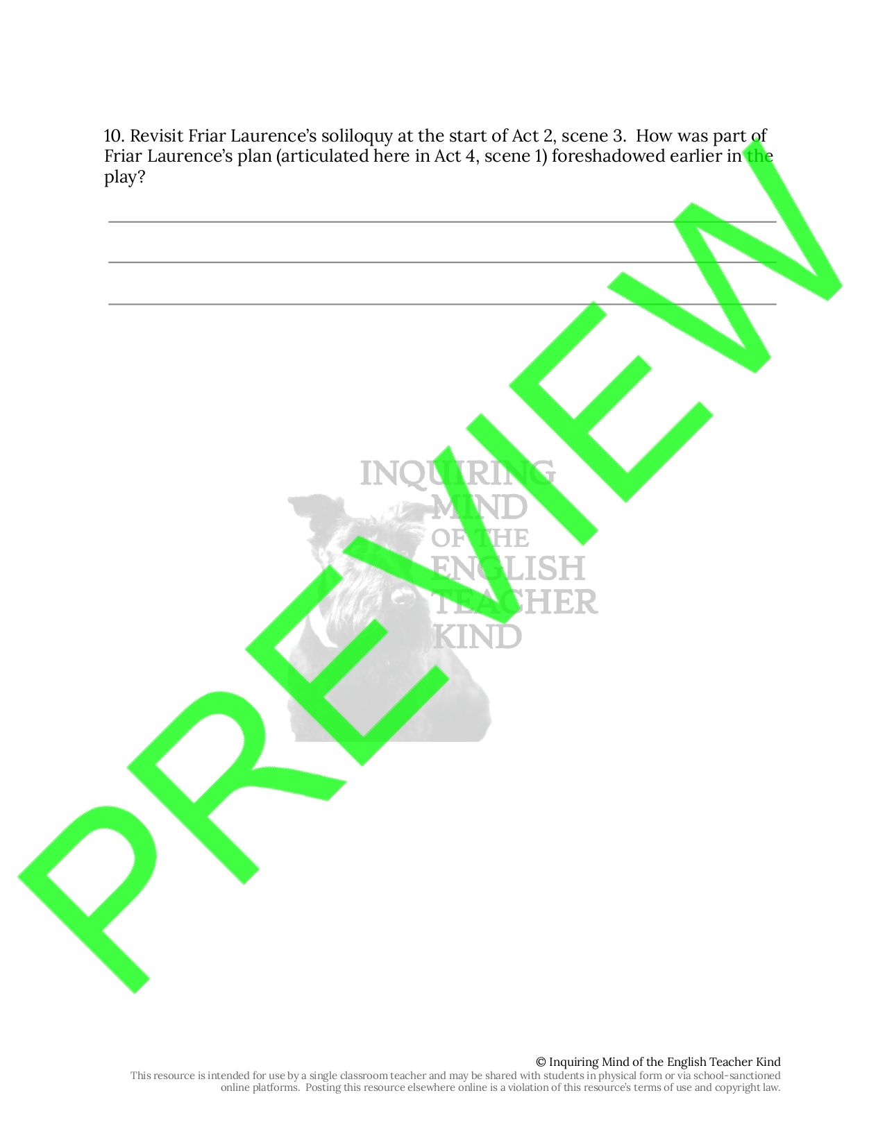 Romeo and Juliet Act 4 Scene 1 Close Reading Worksheet | Teaching Resources