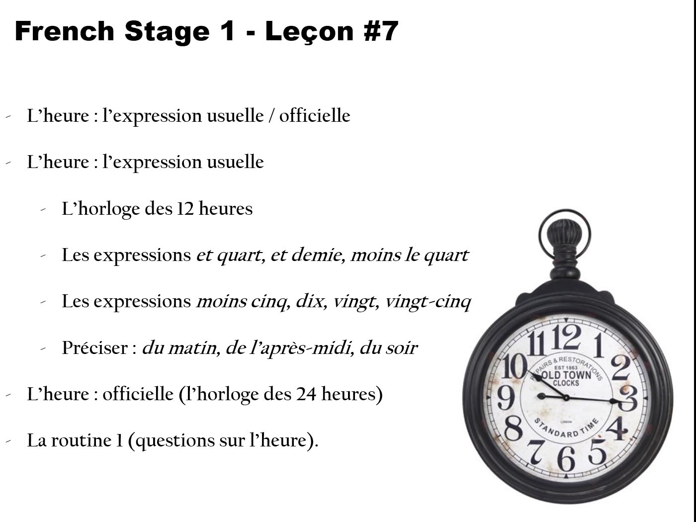 French as a foreign language 07, beginners/elementary: time | Teaching ...