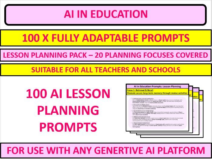 Generative AI Prompt Bank for Teachers - Editable | 100 Lesson Planning ...