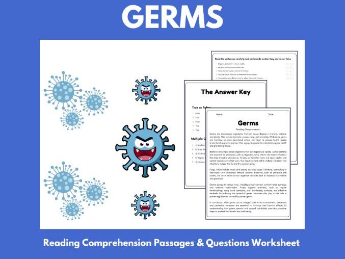 Germs: Reading Comprehension Passages & Questions Worksheets | Teaching ...