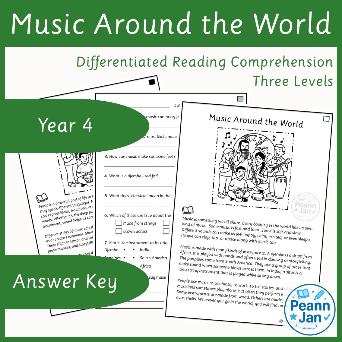 Year 4 Reading Comprehension - Music Around the World | Teaching Resources
