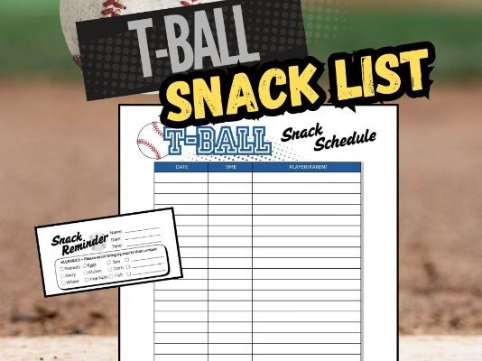 Editable T-Ball BASEBALL Snack Schedule | Team Sign-Up Sheet Template ...