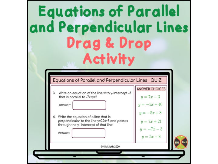 Equations of Parallel and Perpendicular Lines - Quiz "Drag & Drop ...