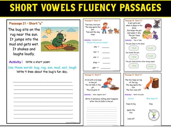 Short Vowels Fluency Reading Passages | Teaching Resources
