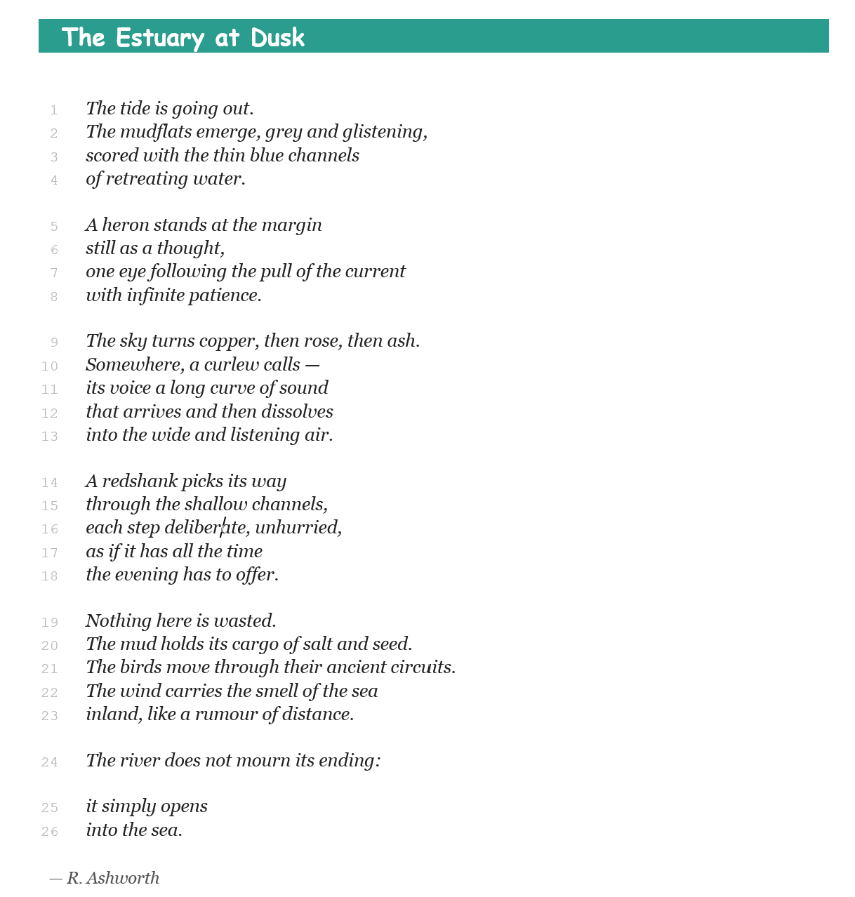 Year 6 SATs Reading Comprehension | The Estuary at Dusk | Poem ...