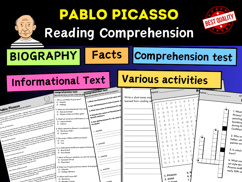 Pablo Picasso : Biography & facts , reading comprehension, information ...