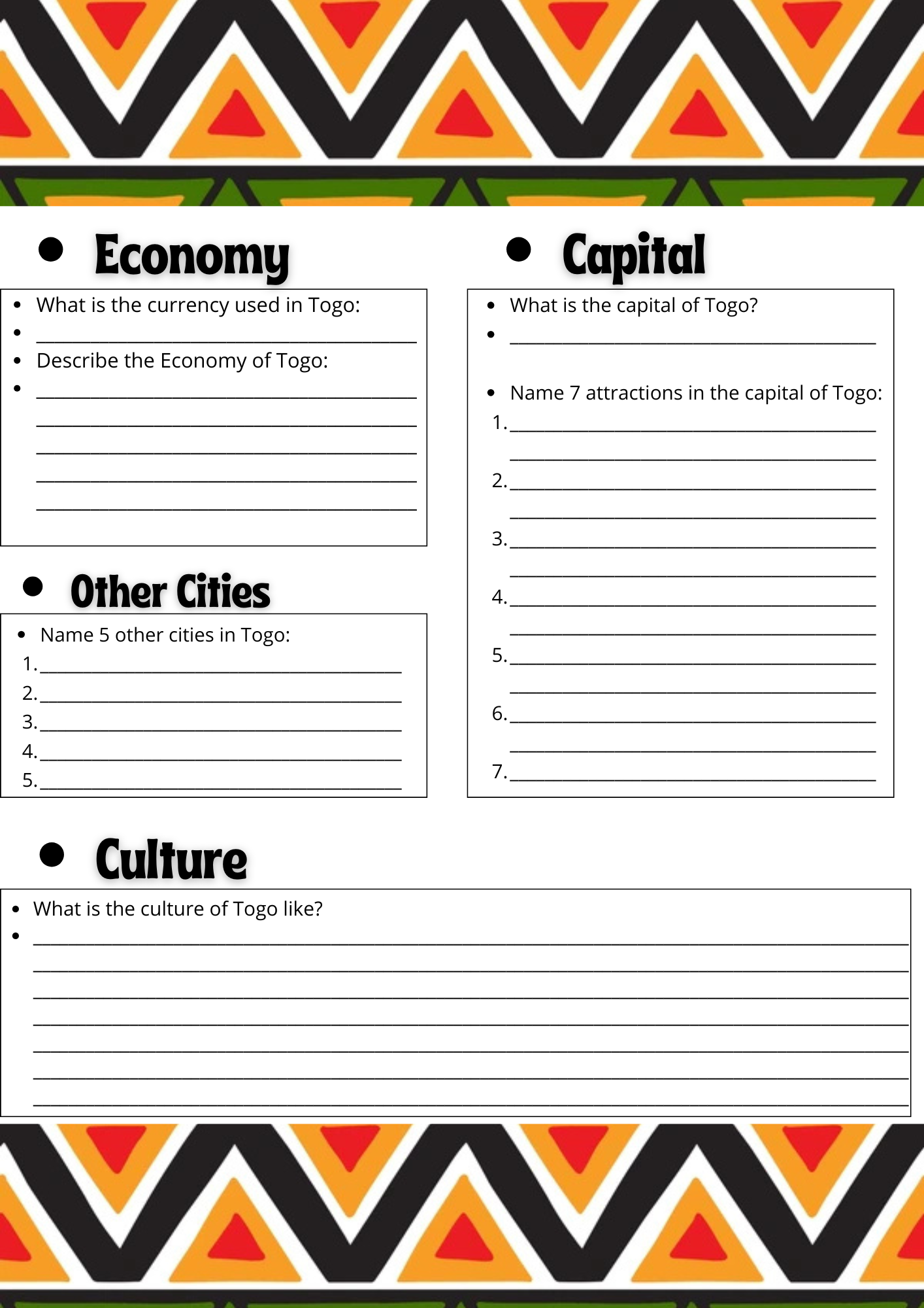 Country Study Research Project - Togo - Social Studies Report - West ...