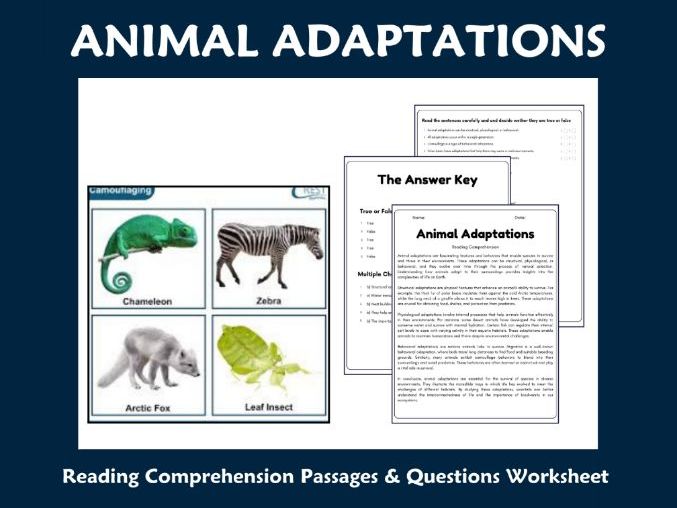 Animal Adaptations: Reading Comprehension Passages & Questions Worksheets | Teaching Resources