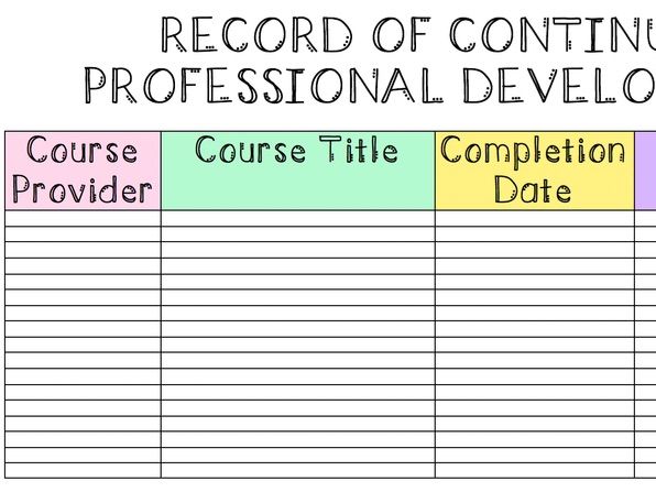 Record of CPD Tracker | Teaching Resources