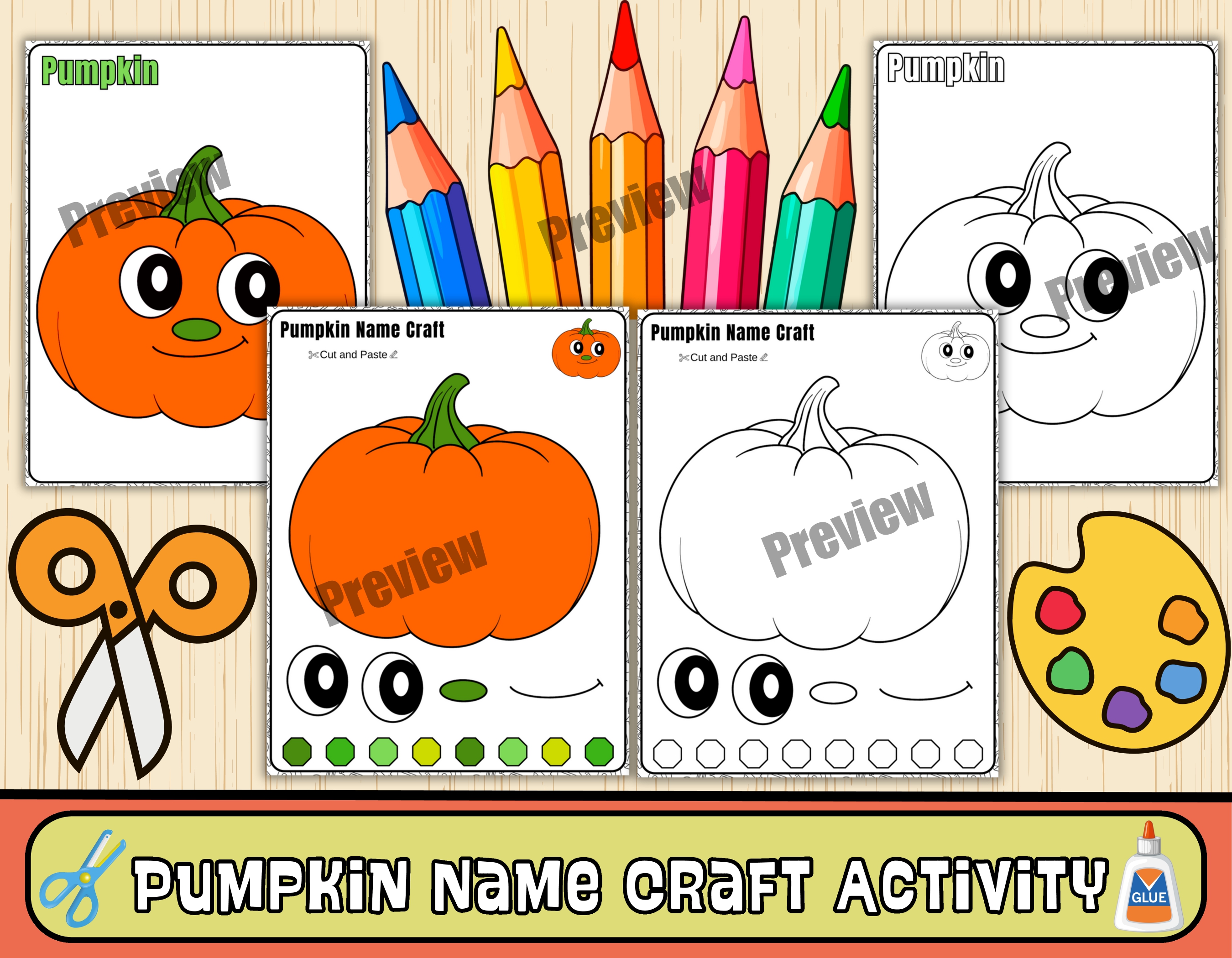 Pumpkin Name Craft Activity-Fall Bulletin Board Theme Craft Activities ...